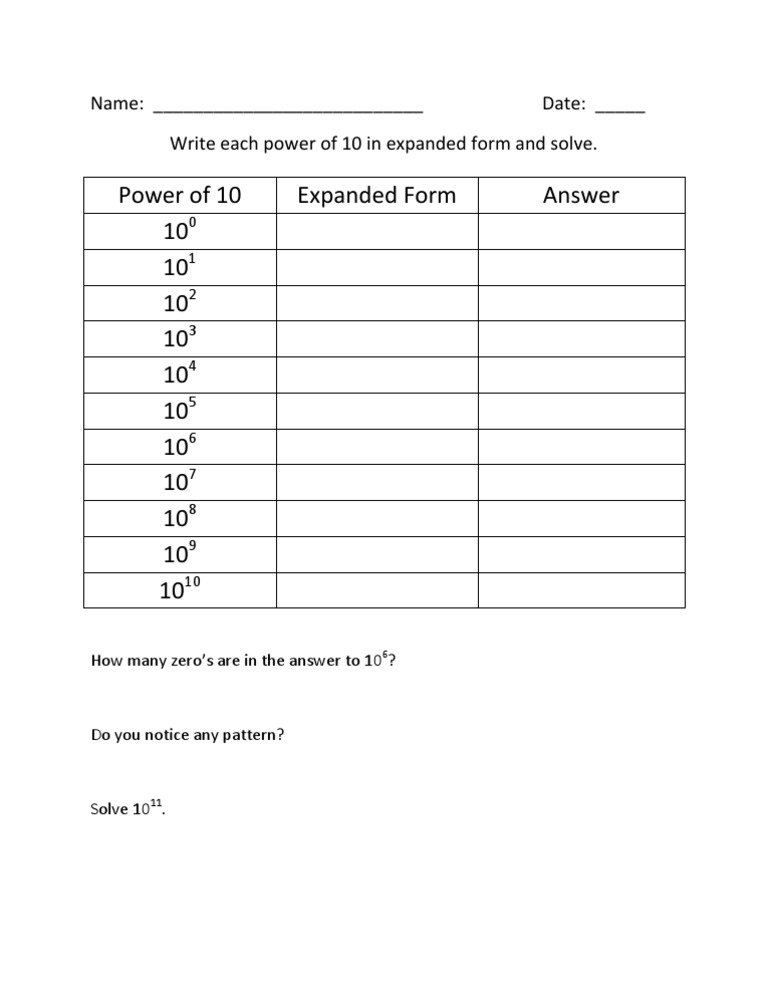 Expanded Form of Powers of 10 | PDF | Teaching Methods & Materials