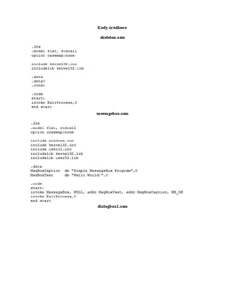 Win32 Assembler Coding For Crackers PL - Kody Zrodlowe | PDF