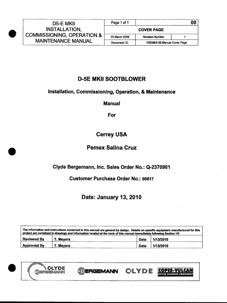 Manual Soplador Rotatorio Copes Vulcan D-5e Mkii Sootblower | PDF