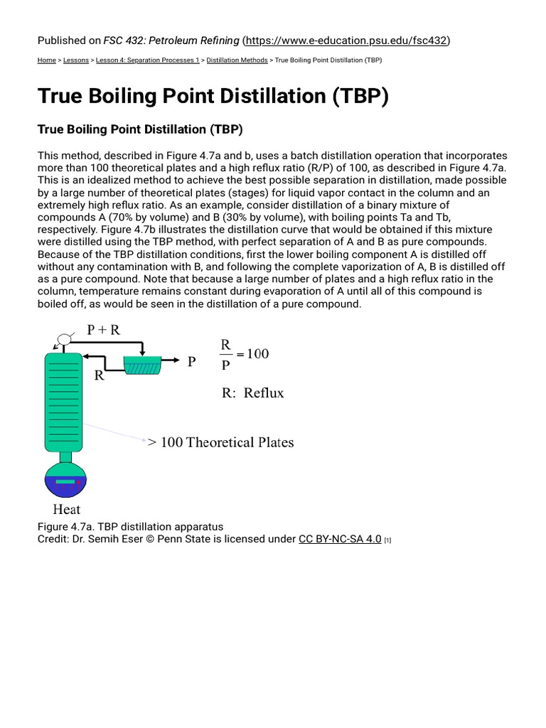 True Boiling Point Distillation (TBP) | PDF