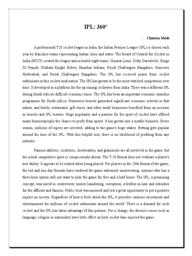 IPL | PDF | Cricket | Economies