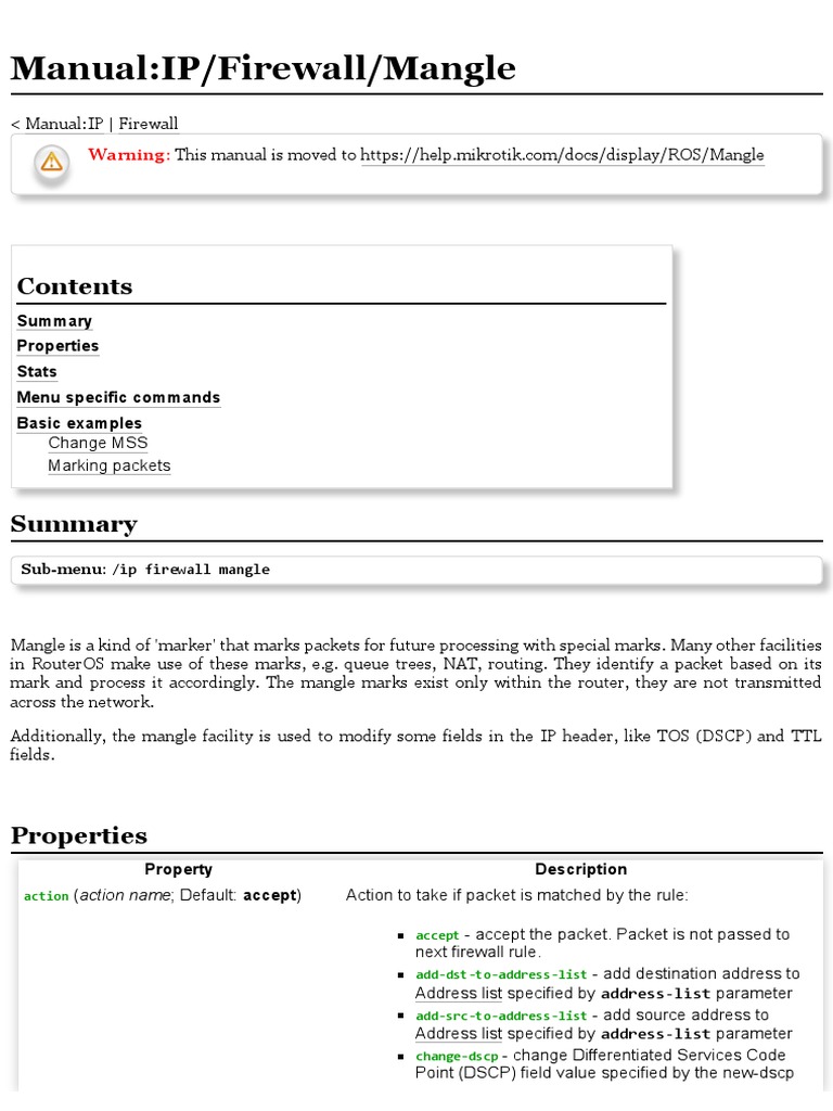 Manual IP Firewall Mangle - MikroTik Wiki | PDF | Port (Computer ...
