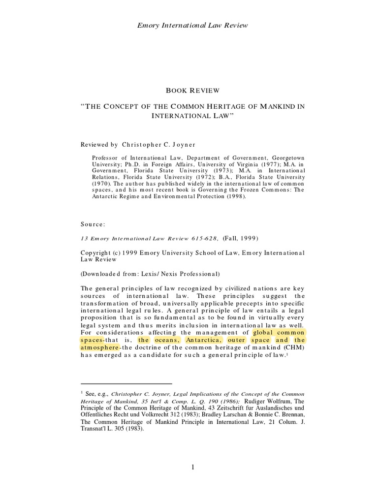 Concept of The Common Heritage of Mankin | PDF | International Law ...