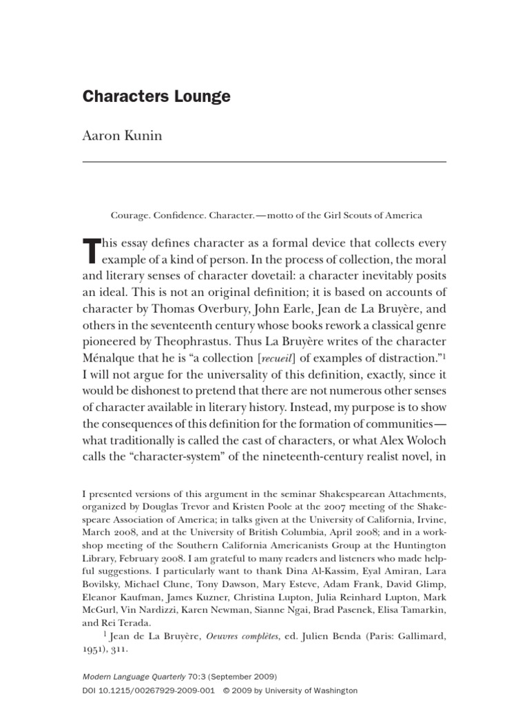Aaron Kunin-Characters Lounge | PDF | The Merchant Of Venice | Literary ...