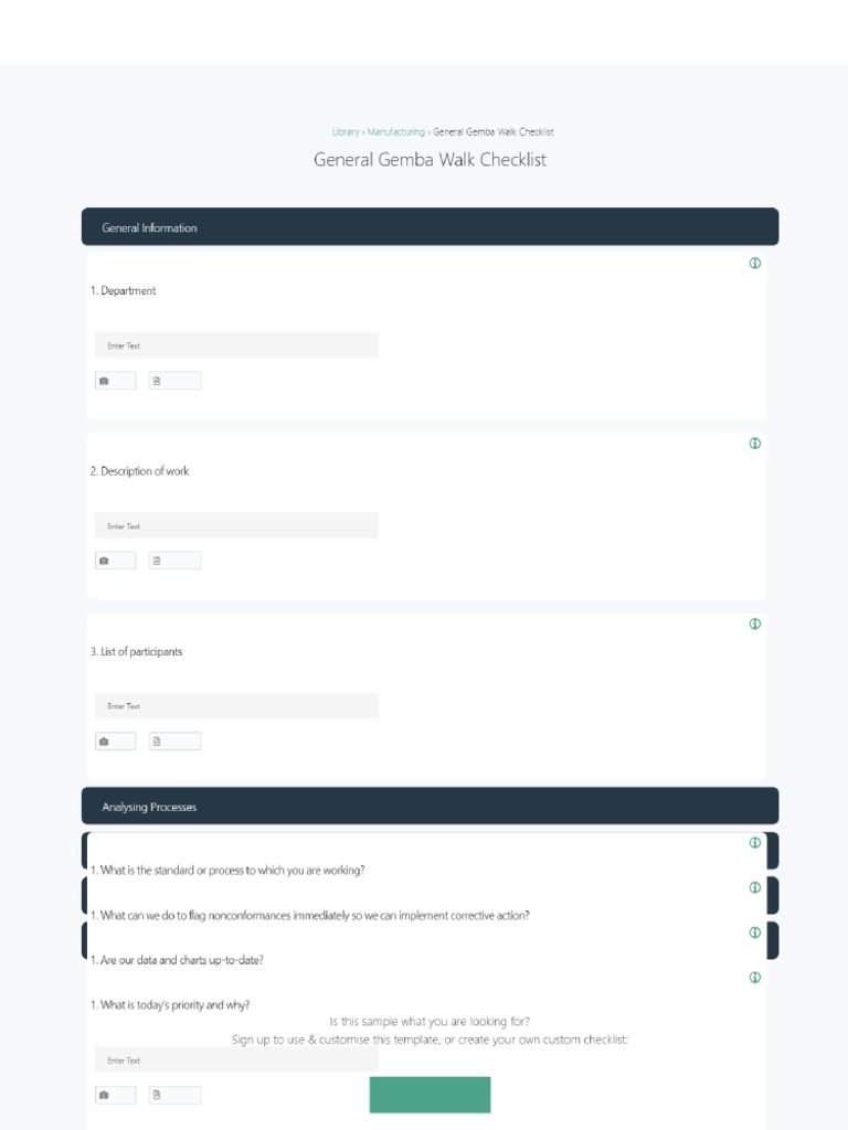 GoAudits - General Gemba Walk Checklist (Sample) | PDF