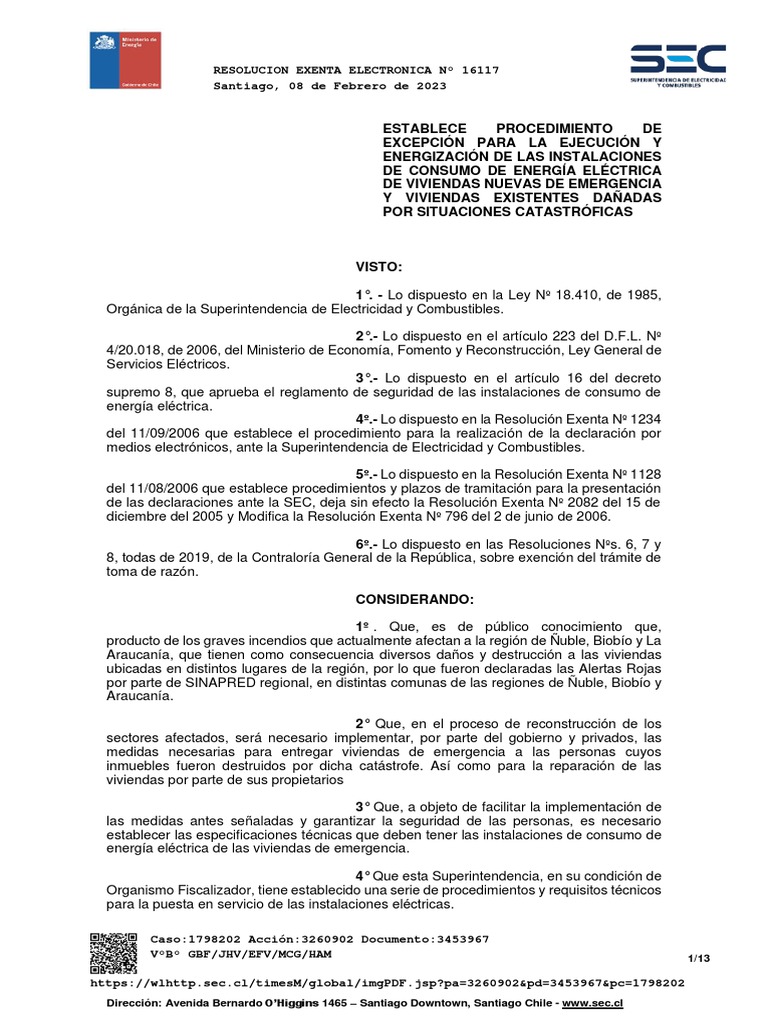 Resolución Exenta 16117 de 2023 de SEC | Descargar gratis PDF ...