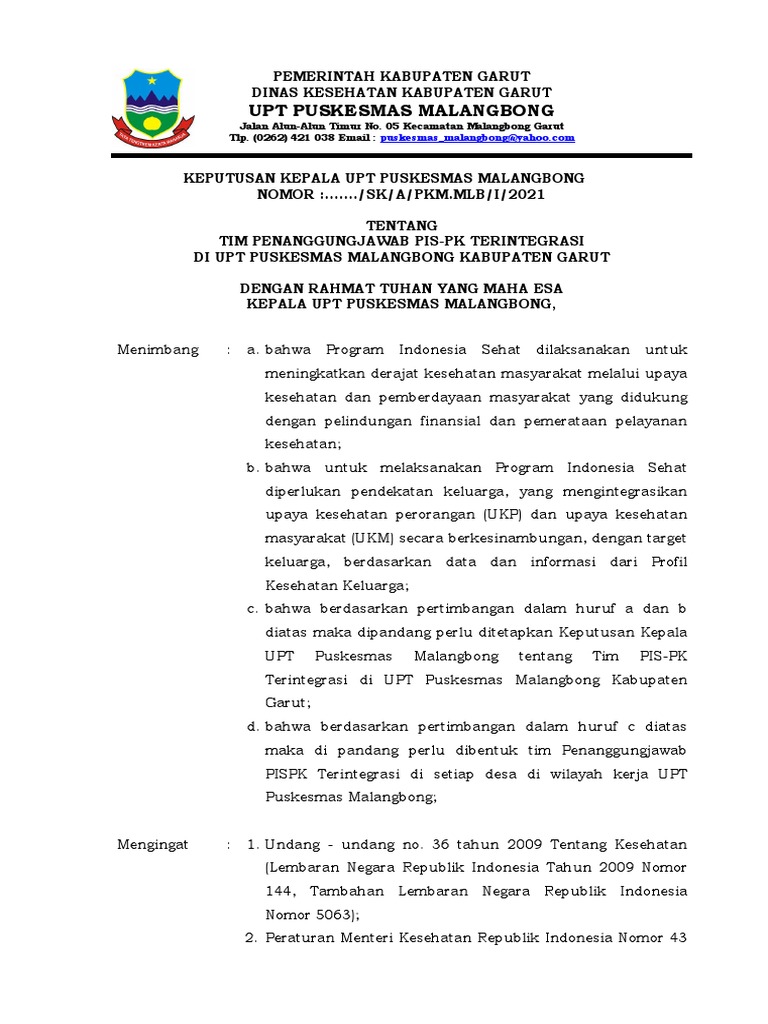 SK Tim PISPK Terintegrasi | PDF