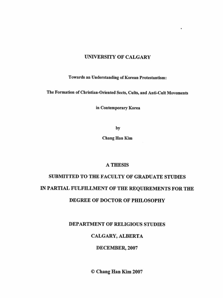 Ucalgary 2007 Kim Chang Han 565103 | PDF | Jesus | Creed