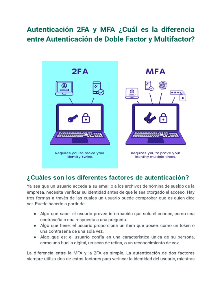 Autenticación 2FA y MFA ¿Cuál es la diferencia entre Autenticación de Doble Factor y Multifactor ...