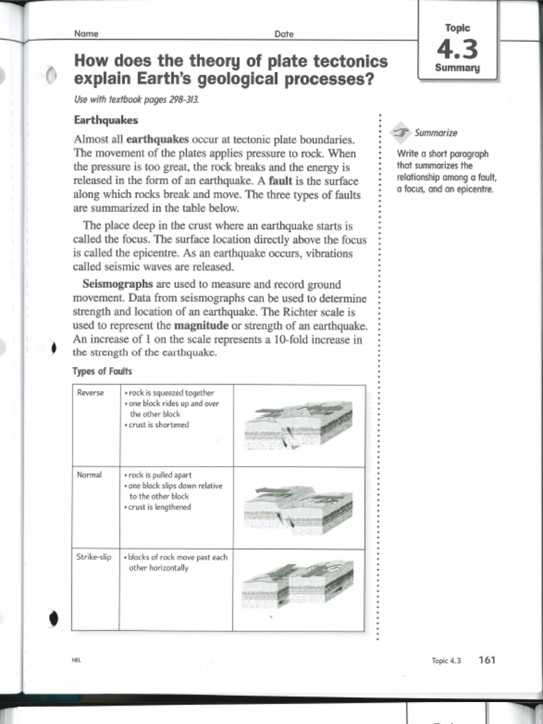 Workbook 4.3 Earthquakes and Volcanos FILLABLE (1) | PDF