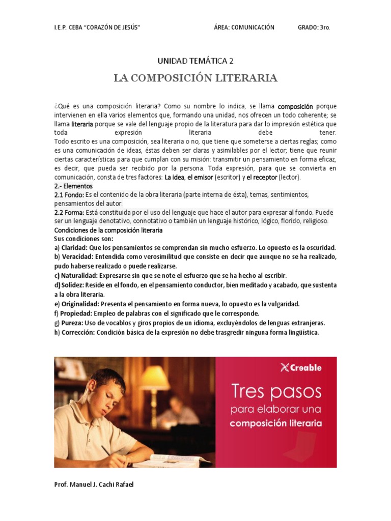 Guía de Composición Literaria 3ro. | PDF | Narración | Poesía