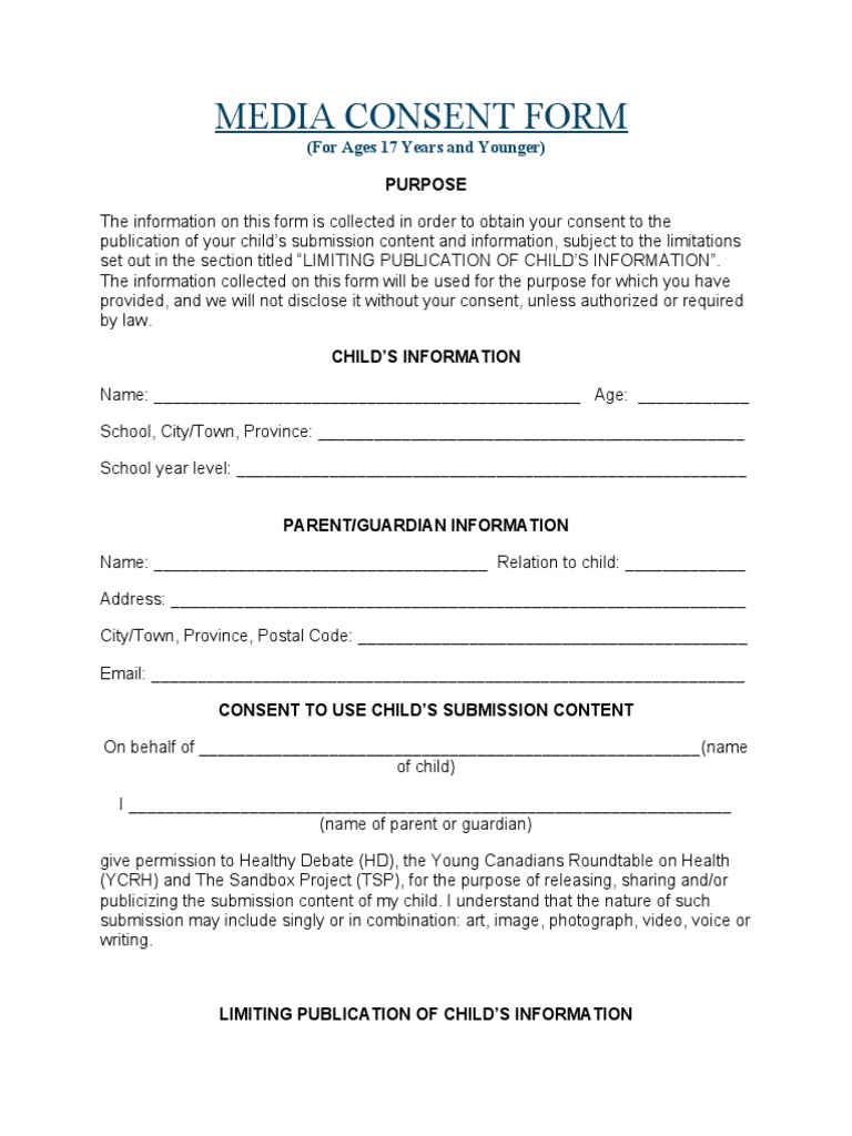 Media Consent Form for Minors | PDF | Internet | Computing