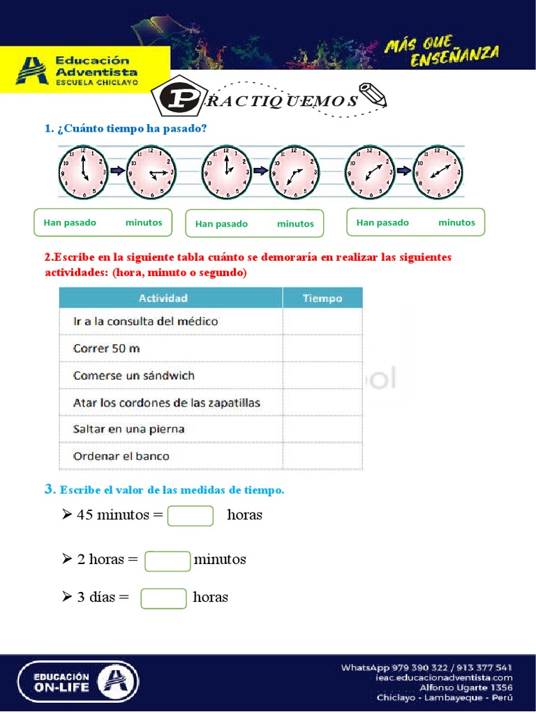El Reloj - Tarea | PDF | Métodos y materiales de enseñanza