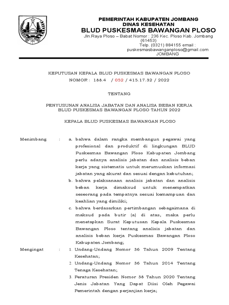 SK PENYUSUNAN ANJAB DAN ABK - Jan | PDF