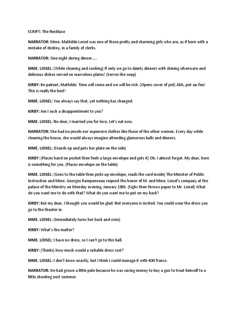 The Necklace: A Dramatic Adaptation | PDF | Home & Garden