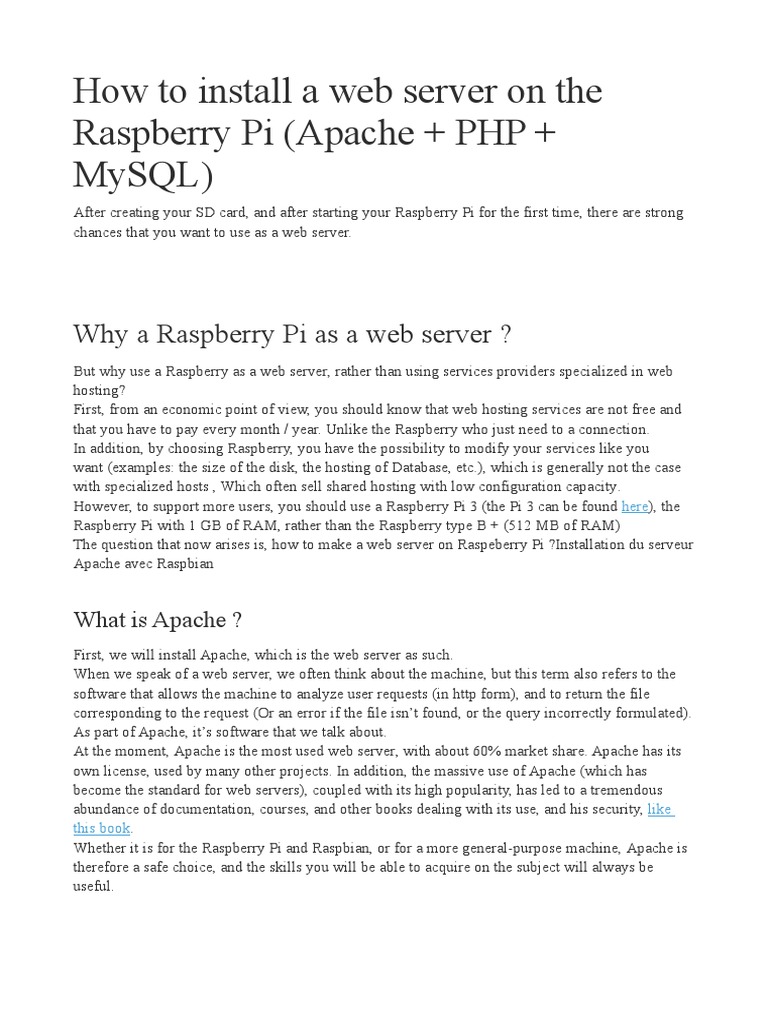 Project Raspberrypi WebServer | PDF | Php | Networking