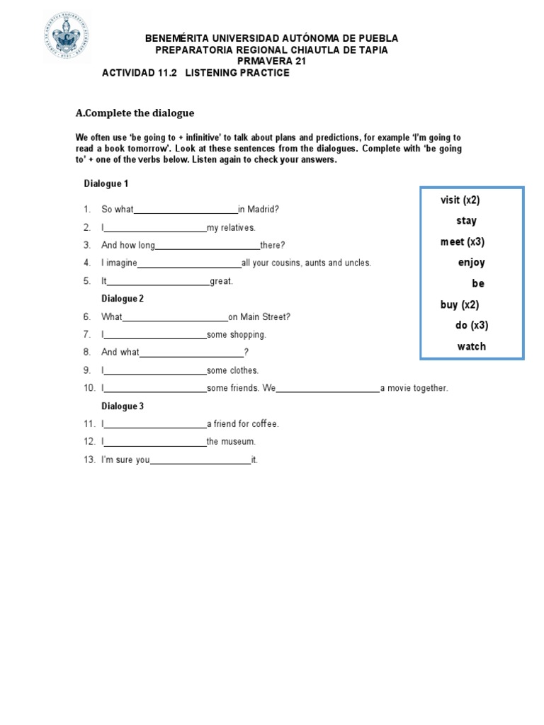 Actividad 11.2 Listening Practice | PDF