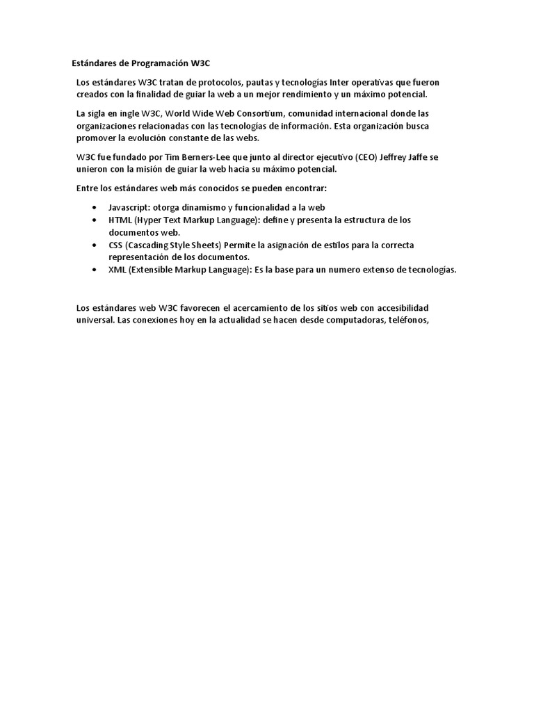 Estándares W3C para Desarrollo Web | PDF | Informática
