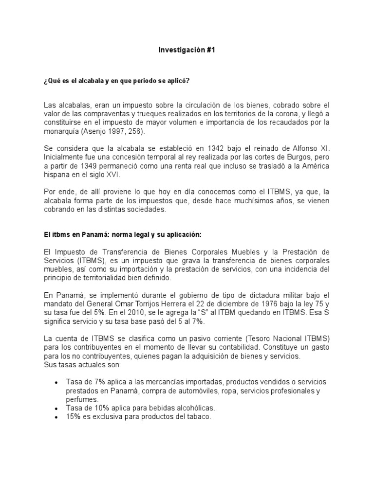 Alcabala y El ITBMS | PDF