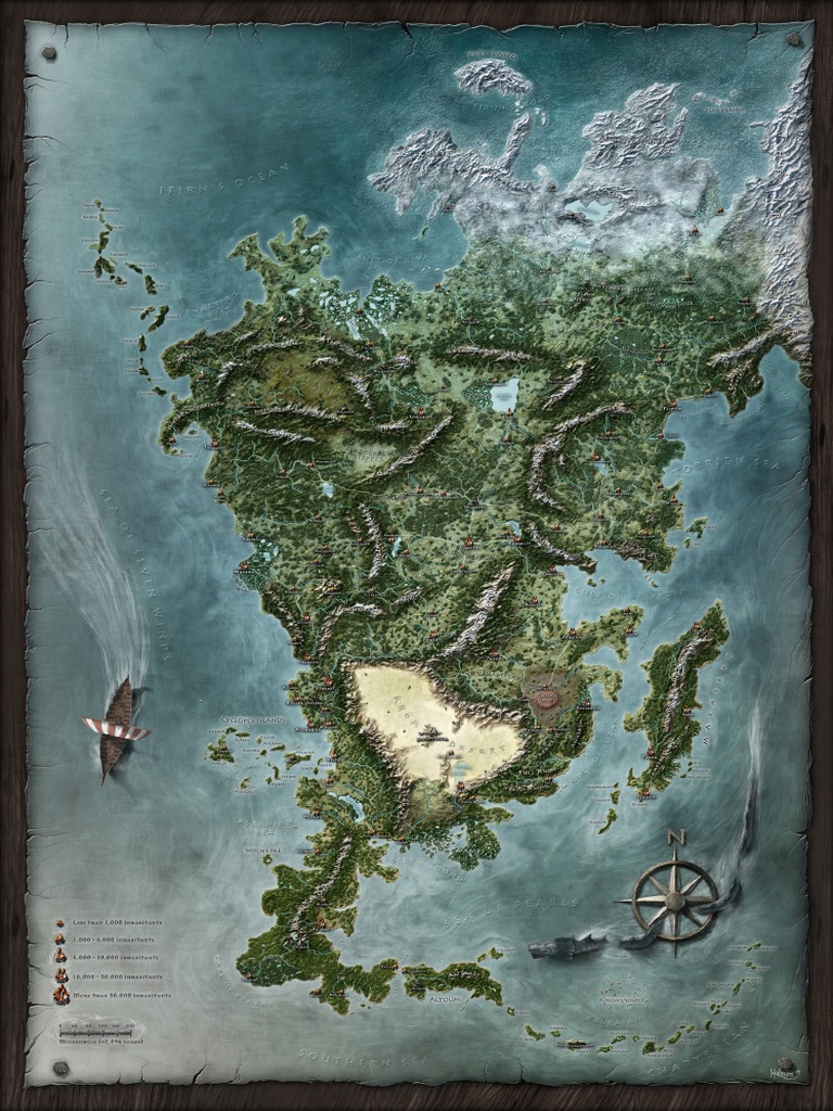 The Dark Eye - Detailed Map of Aventuria (Larger) | PDF