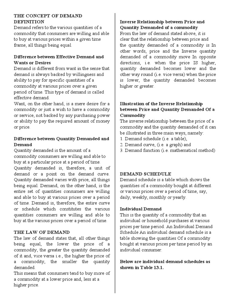 The Concept of Demand | PDF | Demand | Demand Curve