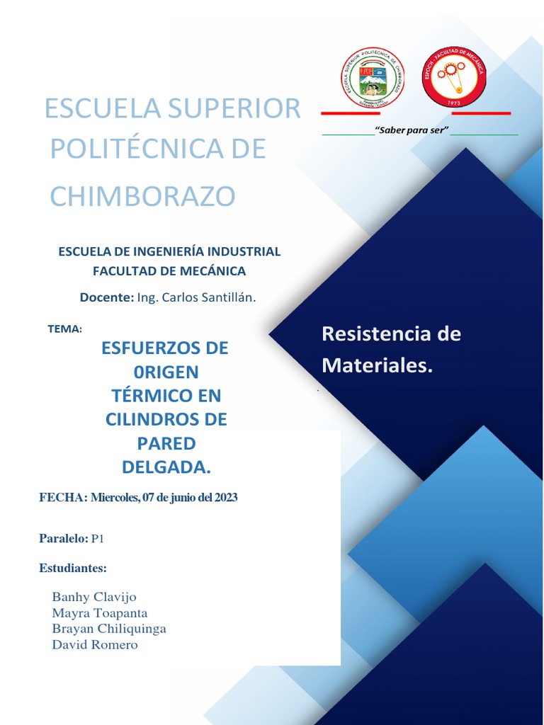 Esfuerzo de Origen Térmico en Cilindros de Pared Delgada | PDF ...