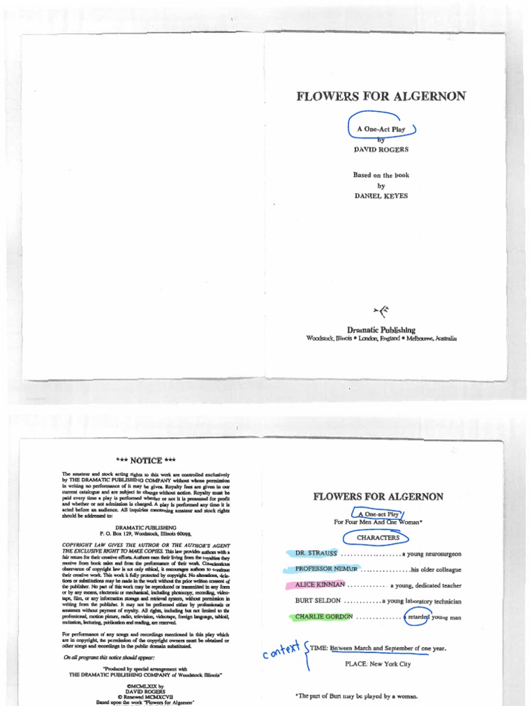 Flowers For Algernon - Full Drama Text | PDF | Young Adult