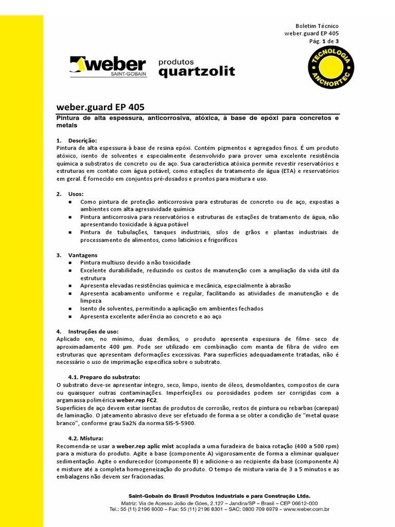 Weber - Guard EP 405 | PDF | Epóxi | Materiais