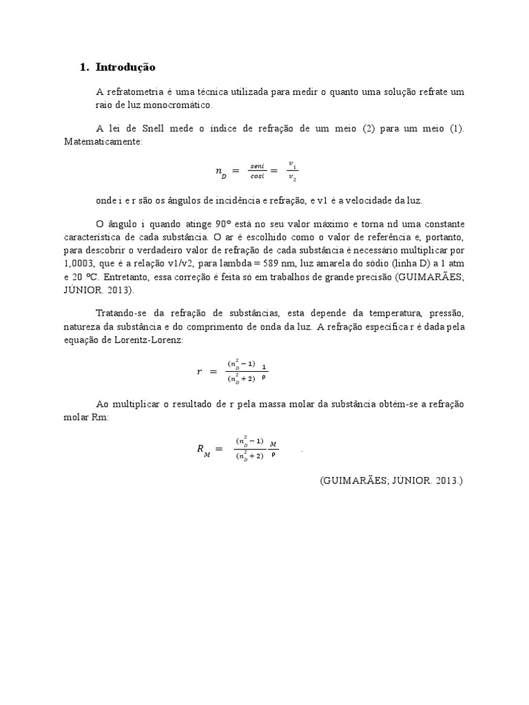 REFRATOMETRIA | Download grátis PDF | Refração | Radiação eletromagnética