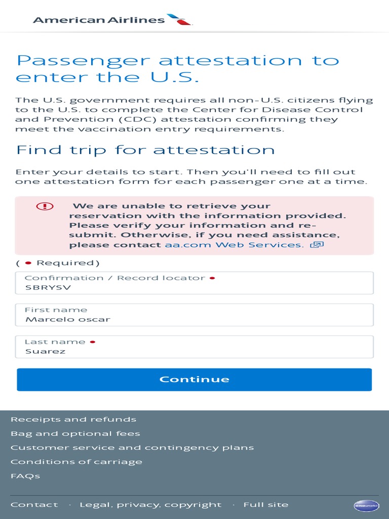 Attestation - American Airlines | PDF