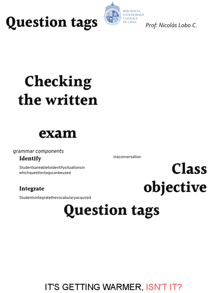 Tag Questions | PDF | Question | Subject (Grammar)