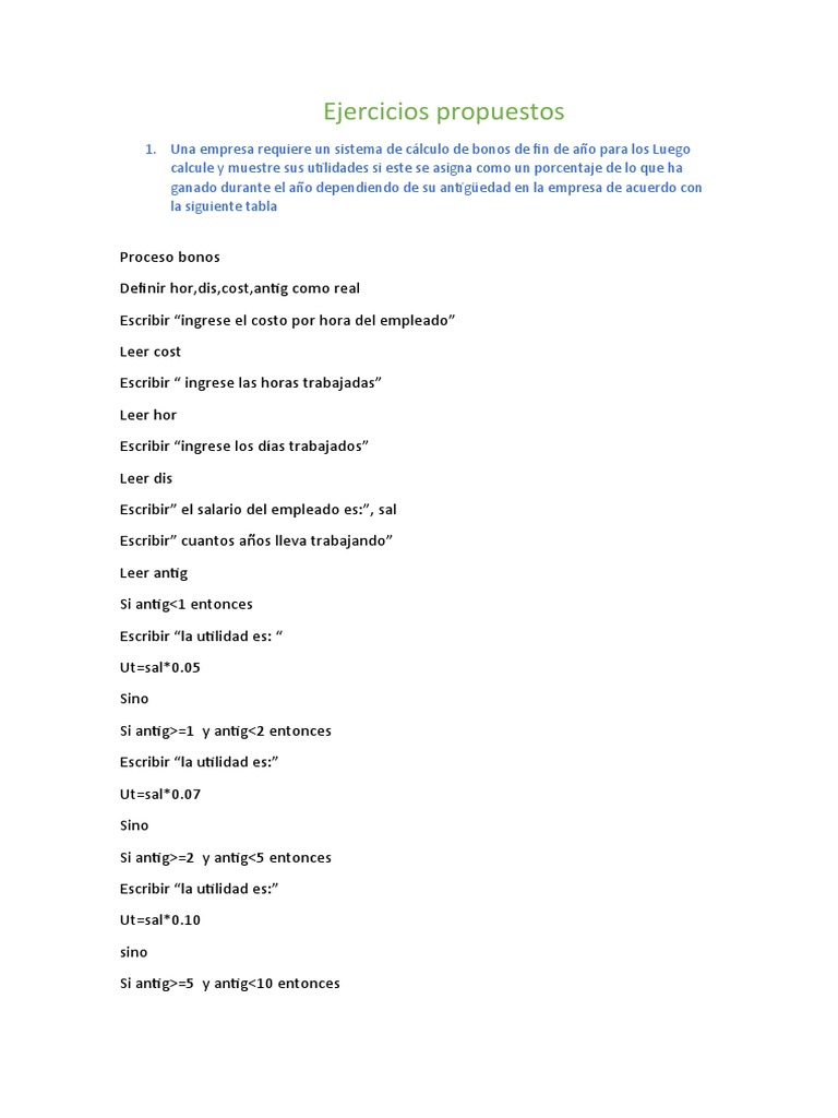 Ejercicios Propuestos | PDF