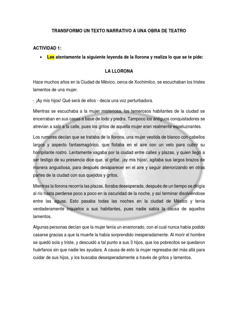 Transformo Un Texto Narrativo A Una Obra de Teatro | PDF