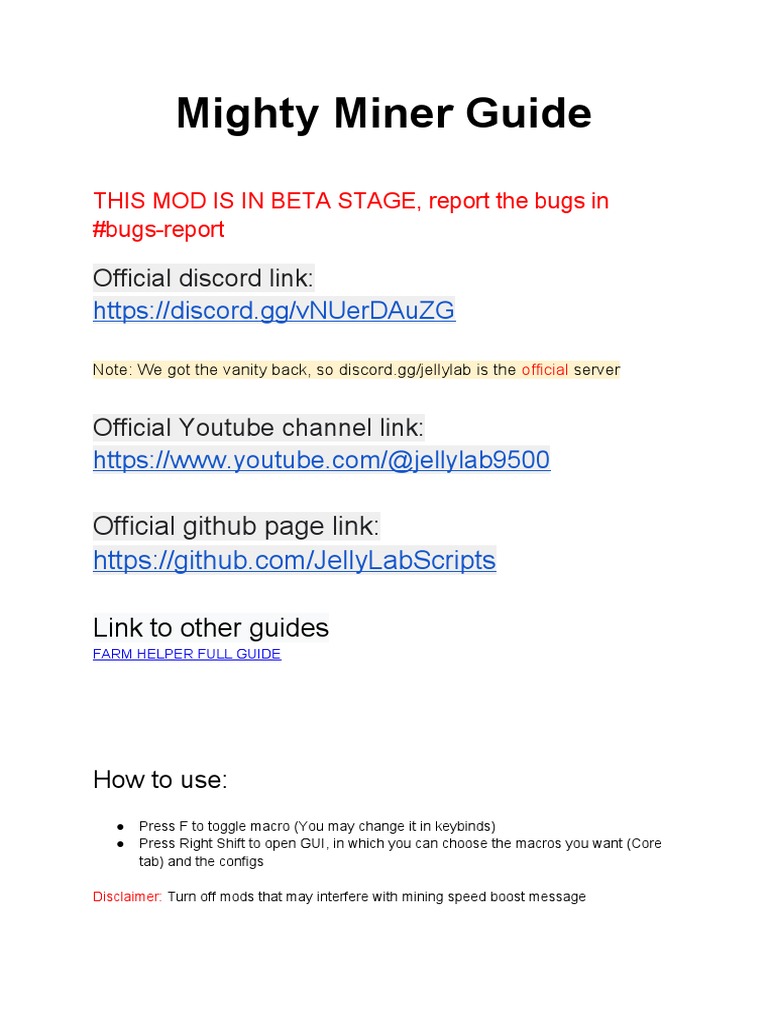 Mighty Miner Guide | PDF | Computing | Software Development