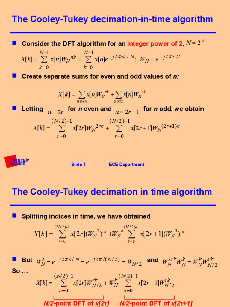 Decimation In Time Algorithm Pdf Fast Fourier Transform Discrete Fourier Transform