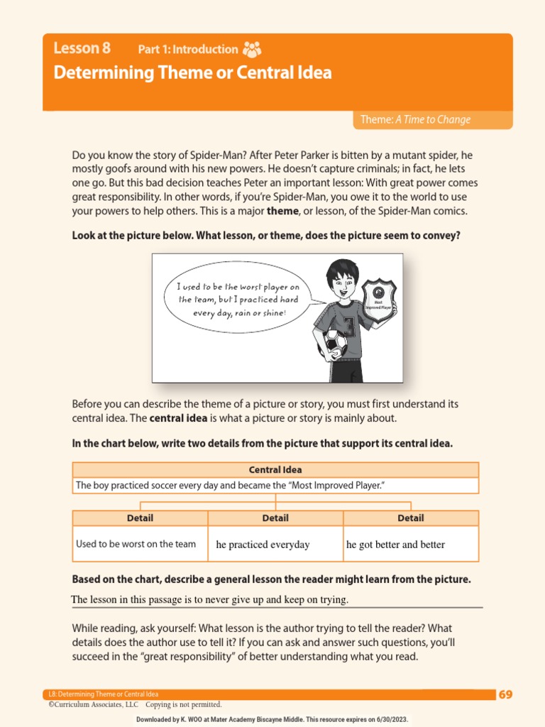 Lesson 8 Theme and Central Idea | Download Free PDF | Spider Man