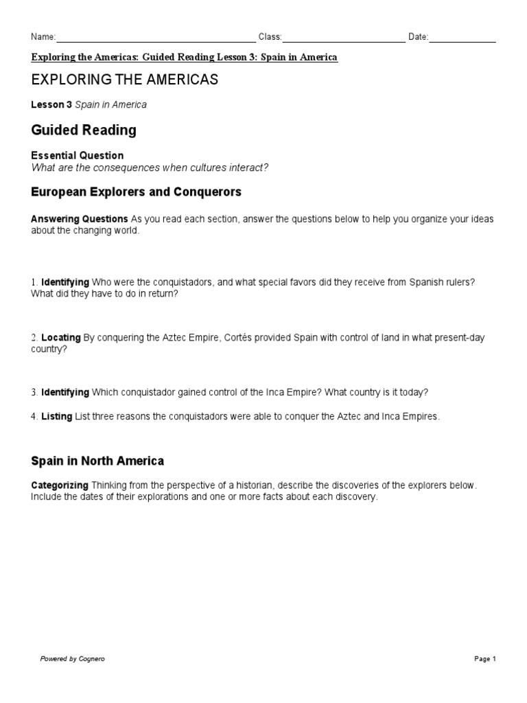 Chapter 2 Guided Reading Lesson 3 Key 27gd3iq | PDF | Conquistador | Spanish Empire