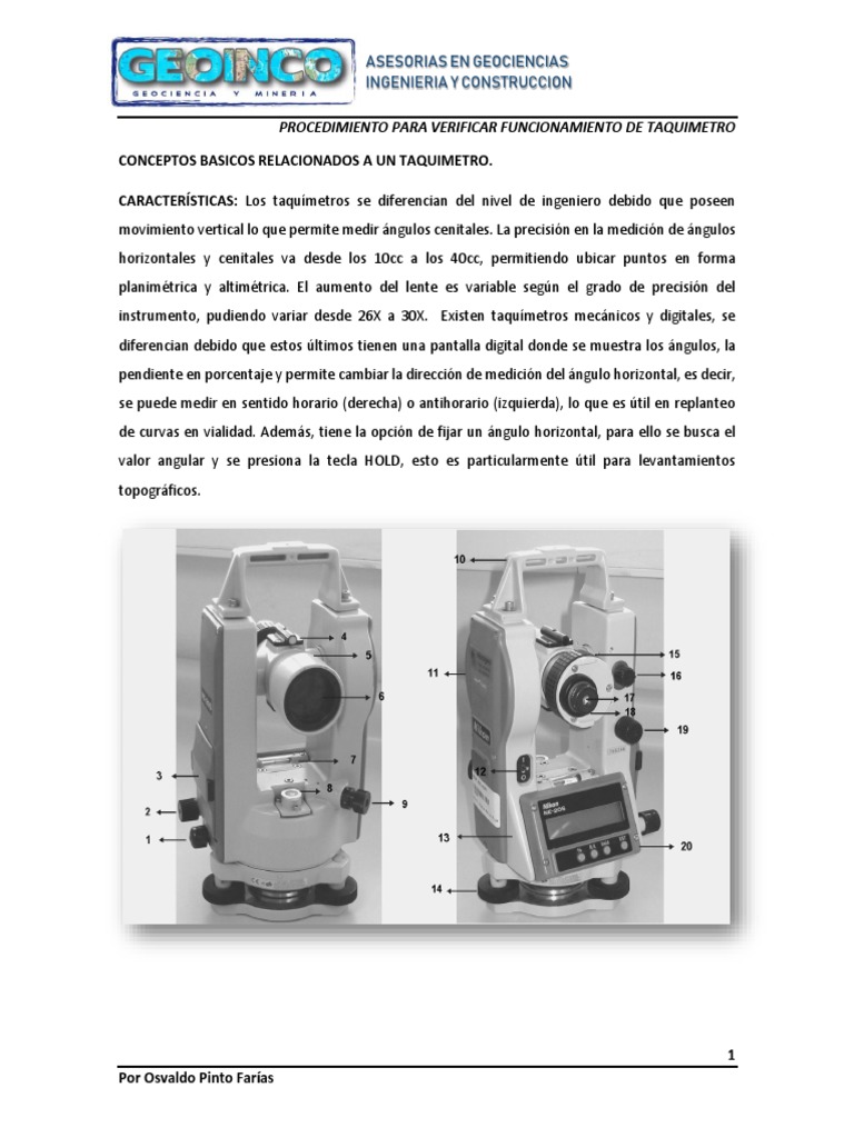 Verificación del Funcionamiento del Taquímetro | PDF | Ciencias fisicas
