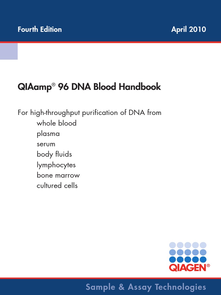 EN QIAamp 96 DNA Blood Handbook | PDF | Protein Purification | Qiagen
