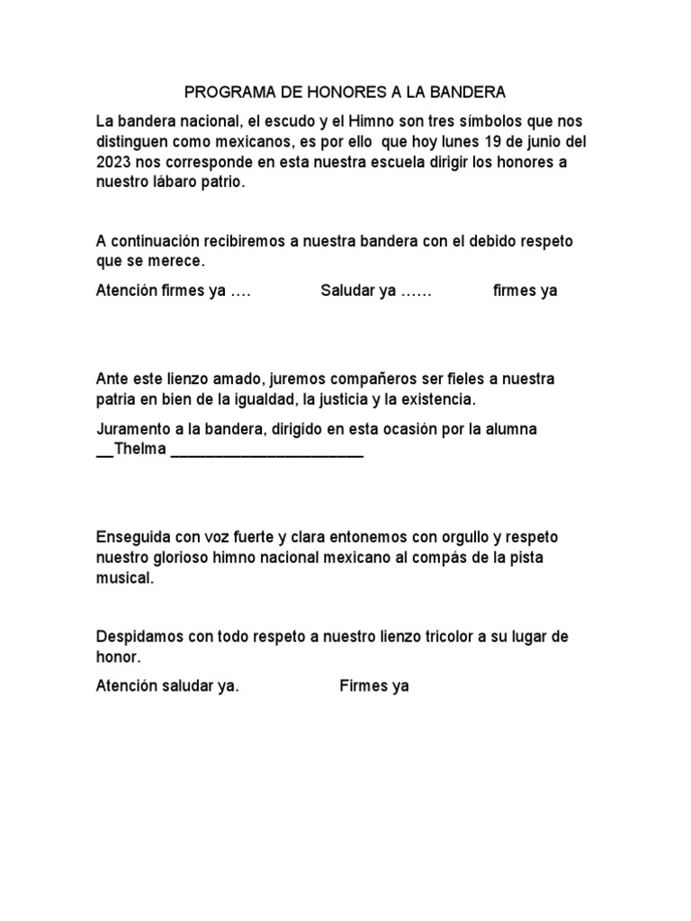 Programa de Honores A La Bandera | PDF