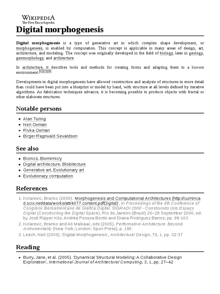 Digital Morphogenesis | PDF | Design | Biology