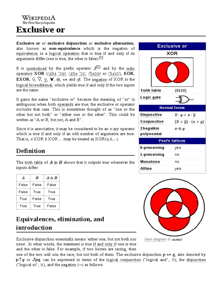 Exclusive or | PDF | Syntax (Logic) | Boolean Algebra