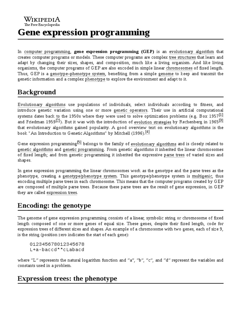 Gene Expression Programming Pdf Applied Mathematics Genetics