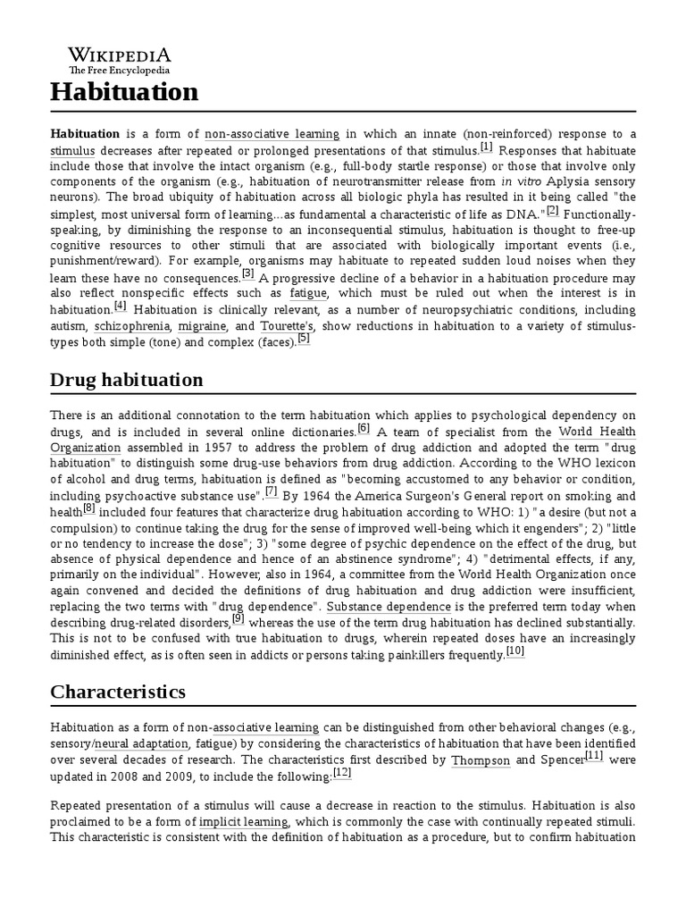 Habituation | PDF | Neuroscience | Behavioural Sciences