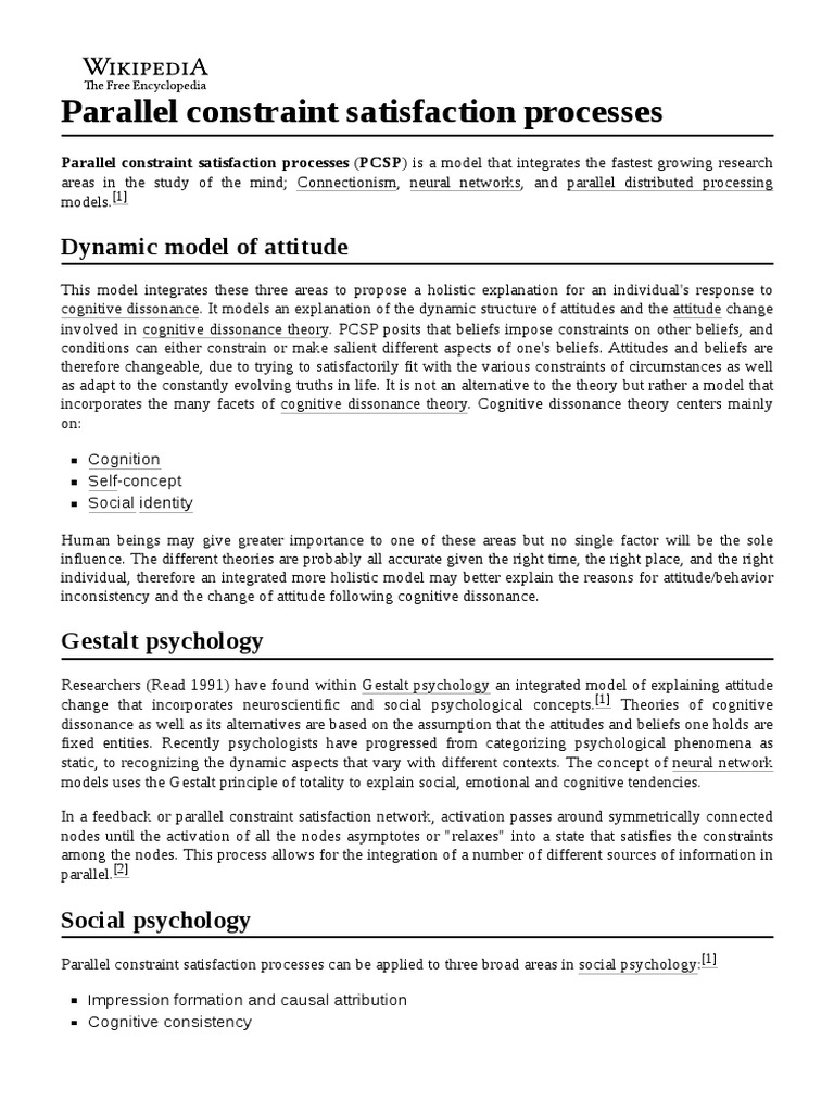Parallel Constraint Satisfaction Processes Download Free Pdf Systems Science Psychology