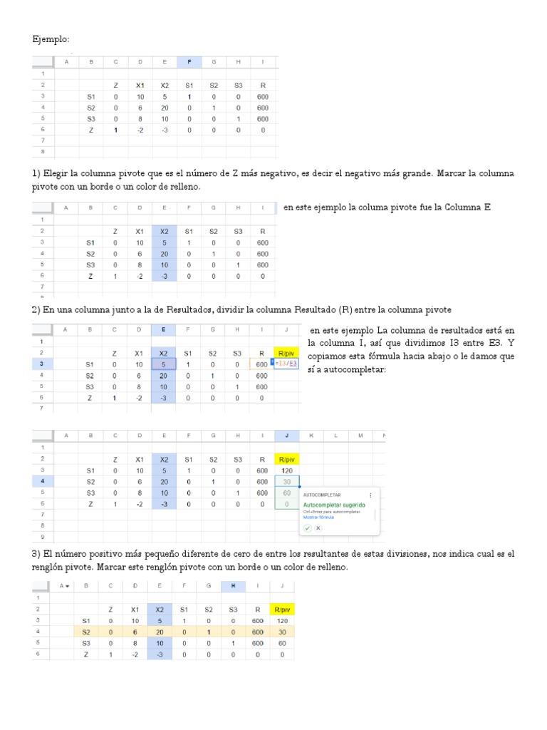 Método Simplex Paso a Paso | PDF | Matemáticas | Programación de ...