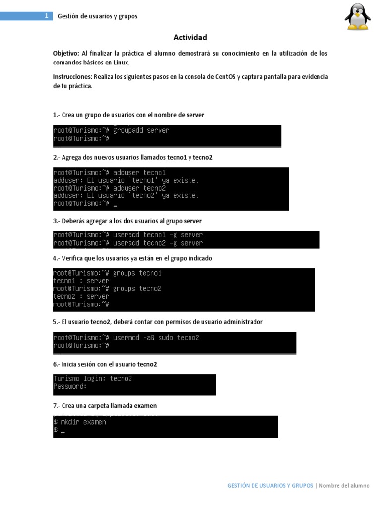 Practica de Comandos en Linux-Usuarios-Archivos1 | PDF | Archivo de computadora | Usuario ...