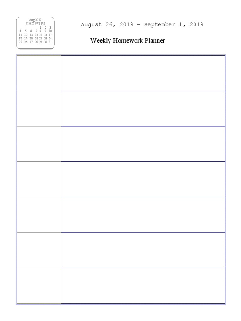 Homework Planner 25 | PDF