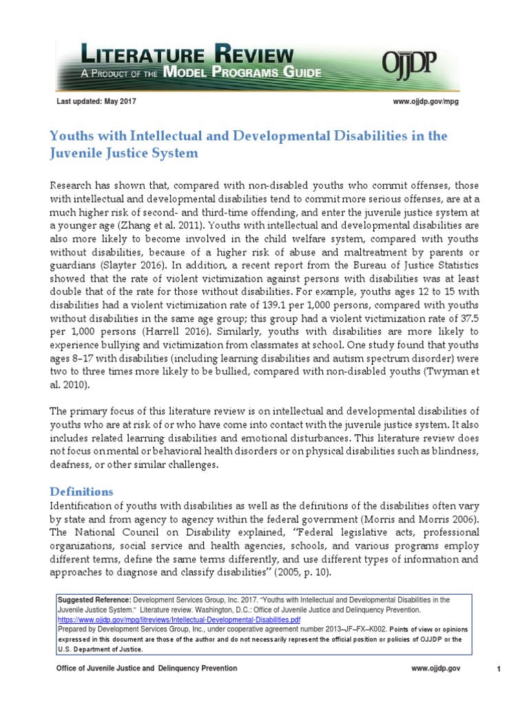 Intellectual Developmental Disabilities | PDF