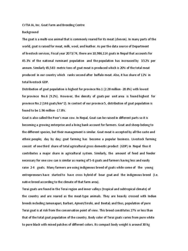 Goat Proposal | PDF | Goat | Agriculture